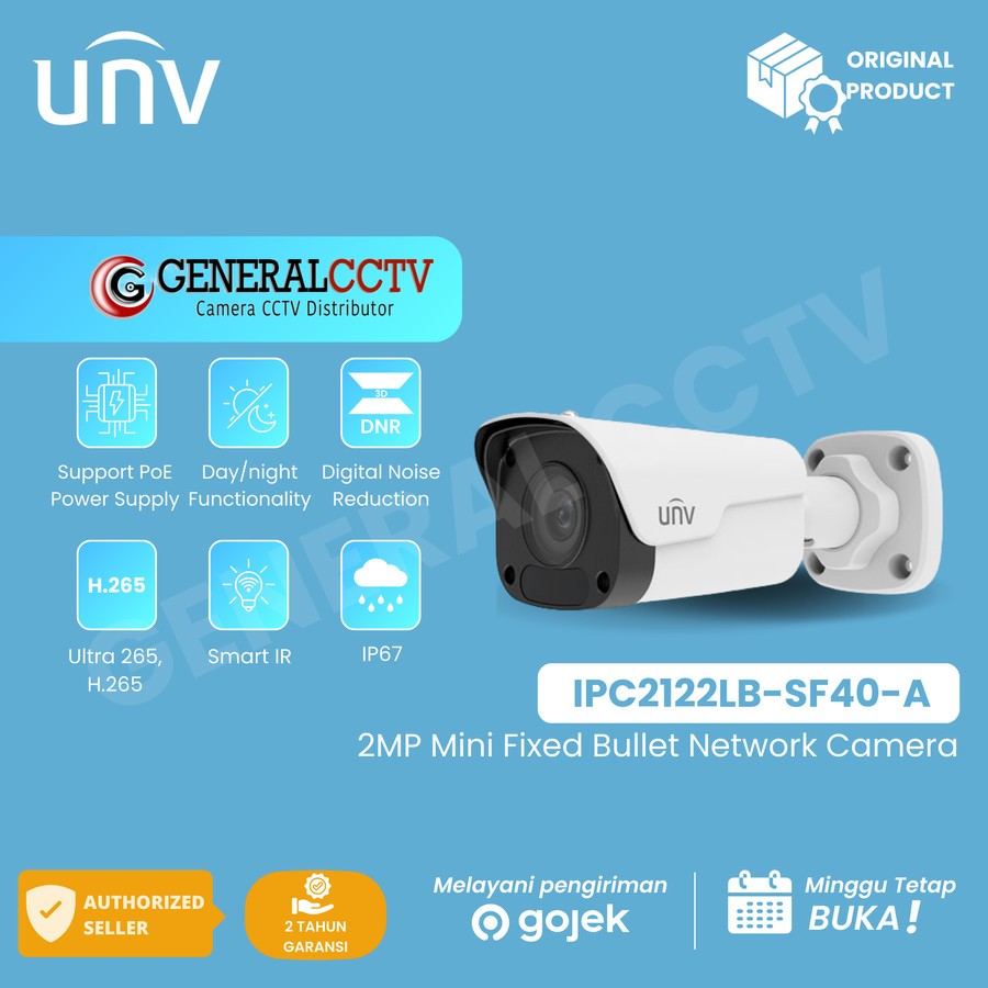 Jual IP Camera 2MP Outdoor 4.0mm IR up to 30m Uniview IPC2122LB-SF40-A | Shopee Indonesia