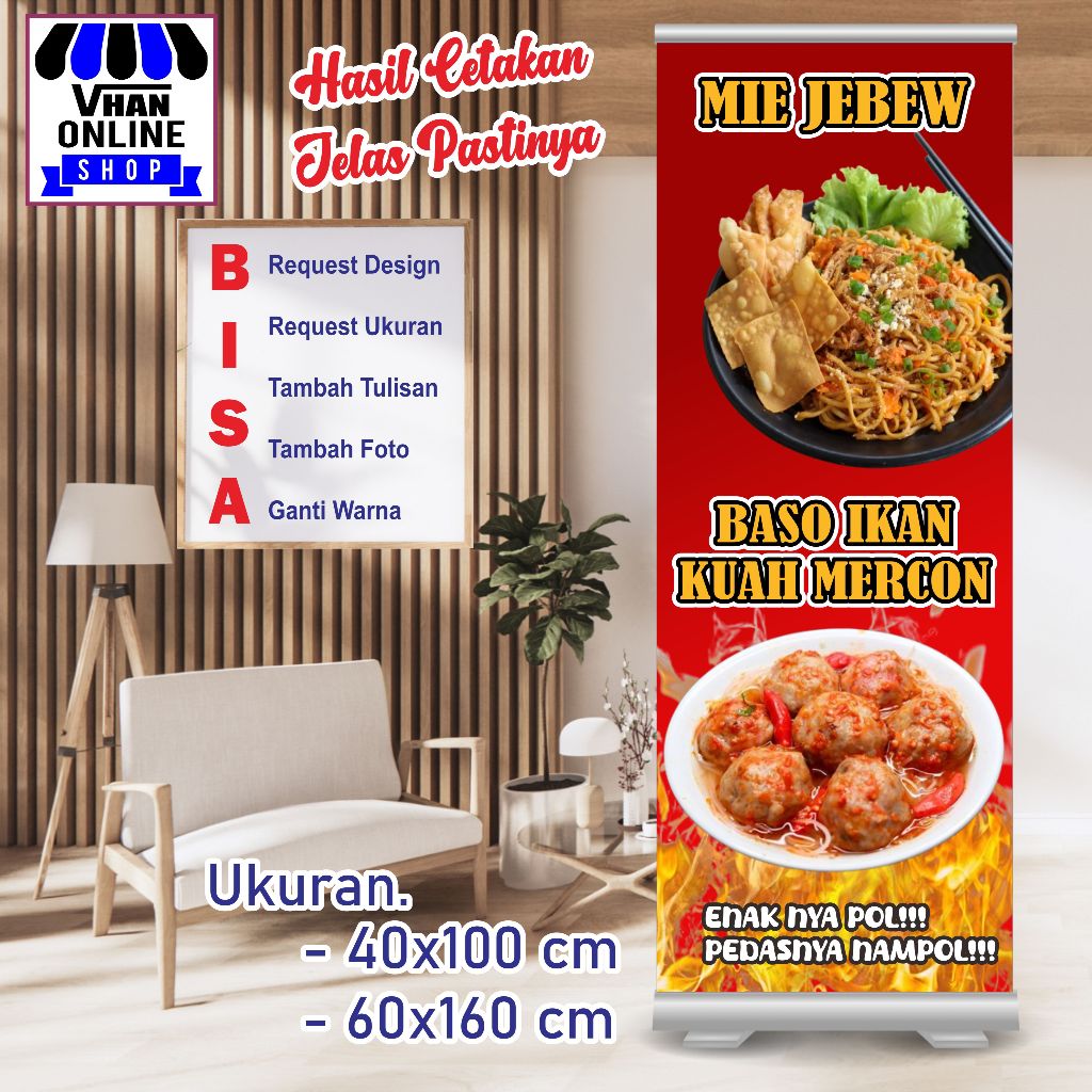 Jual Banner Spanduk MMT Jualan Mie Jebew dan Bakso Ikan Kuah Mercon ...