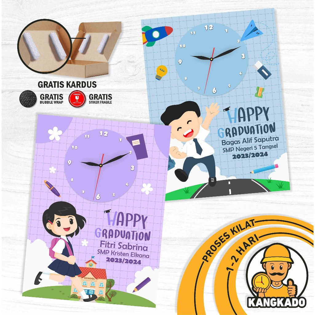Jual JAM DUDUK UKURAN 15CM X 10CM HADIAH KENAIKAN KELAS CUSTOM TULISAN ...