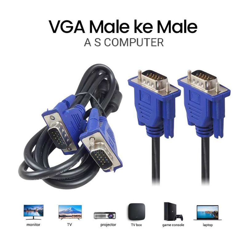 Jual Kabel VGA TO VGA 1.5M/3M/5M/10M/15M/20M Kepala Biru | Shopee Indonesia