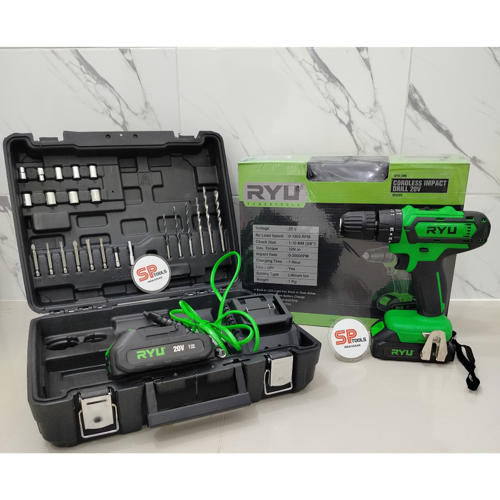 Jual MESIN BOR CAS CHARGE BATERAI CORDLESS IMPACT BETON SET 20V RYU RCI20V RCI 20V | Shopee ...