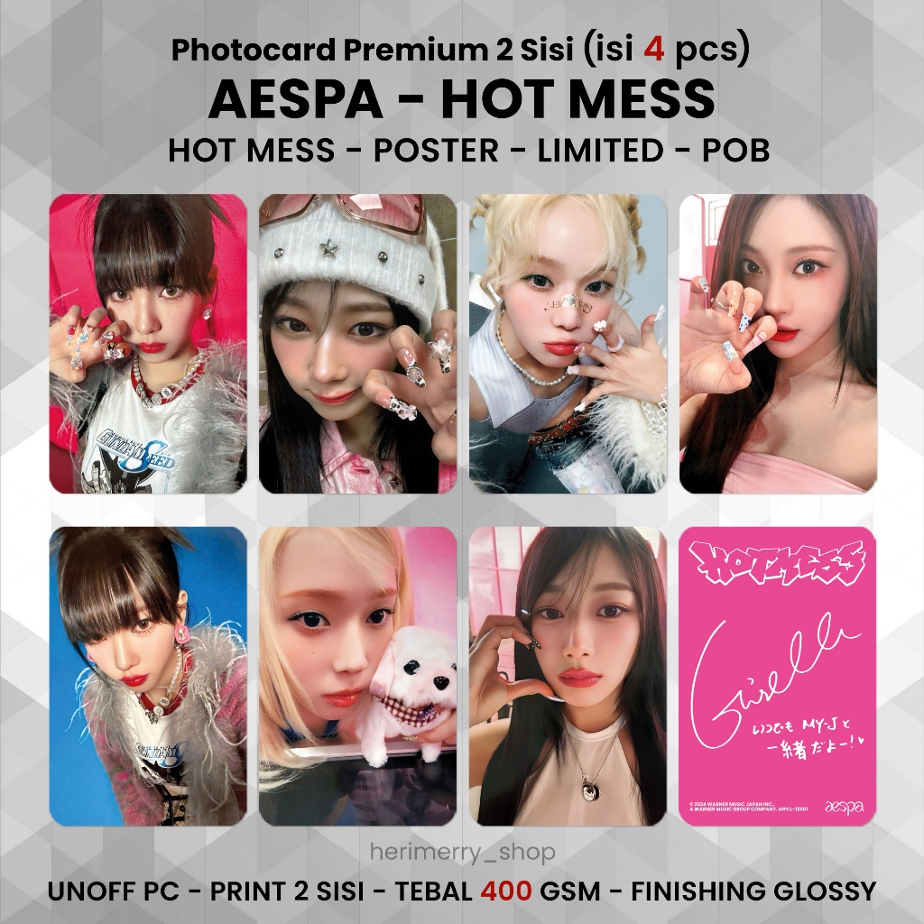 Jual (ISI 4/6 PCS) Photocard AESPA HOT MESS JAPAN ALBUM - Potocard PC Premium 2 Sisi Kartu Kpop ...