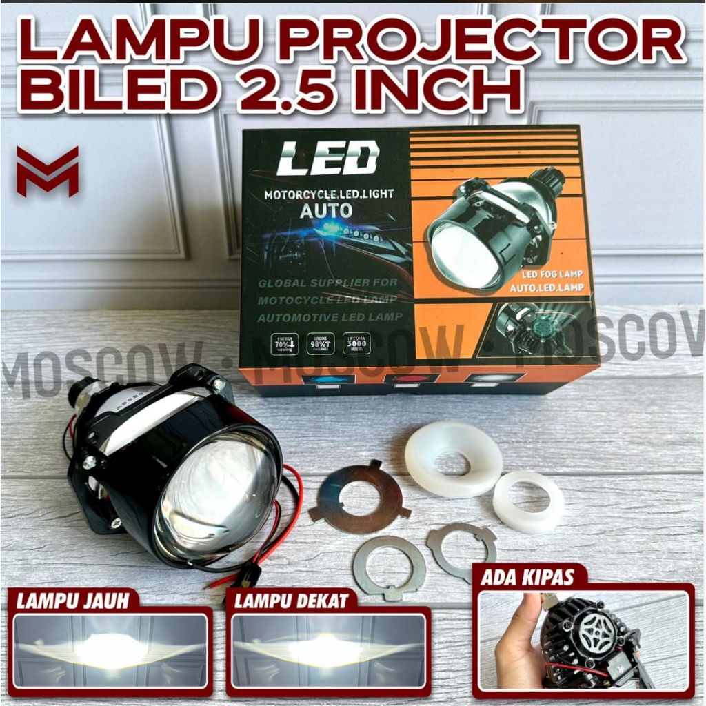 Jual master619 LAMPU DEPAN LAMPU UTAMA BILED PROJECTOR UKURAN MINI 2.5 ...
