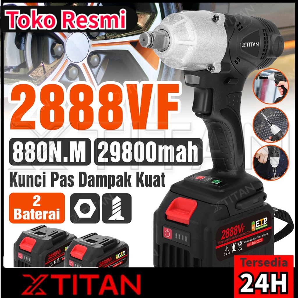 Jual XTITAN 1888/2888VF Kunci Impact Tanpa Kabel 880NM Kunci Pas Listrik Set Alat Kunci Pas Baut ...