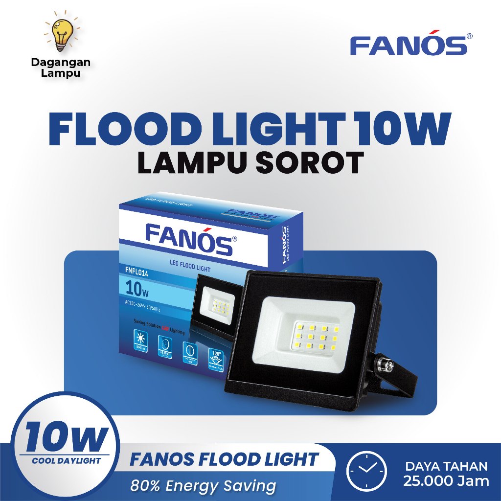 Jual Lampu Sorot Fanos Flood Light 10 Watt Lampu Tembak LED Cool Daylighht Bergaransi Resmi 1 ...