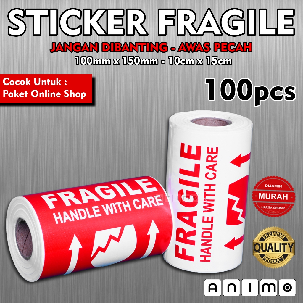Jual STIKER FRAGILE 100 X 150 MM - STICKER FRAGILE 10 X 15 CM - LABEL ...