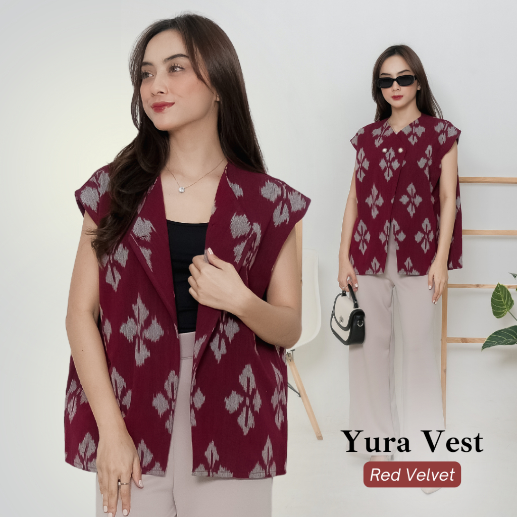 Jual YURA Vest Tenun Outer Premium Rompi Atasan Vest Batik Wanita ...