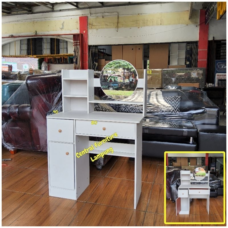 Jual Meja Rias Kaca Bulat + 4 Laci Murah | Shopee Indonesia