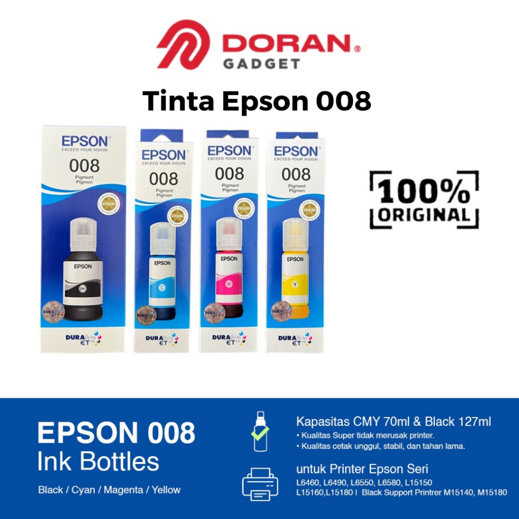 Jual Tinta Epson 008 - Tinta Printer Black Cyan Magenta Yellow Original ...