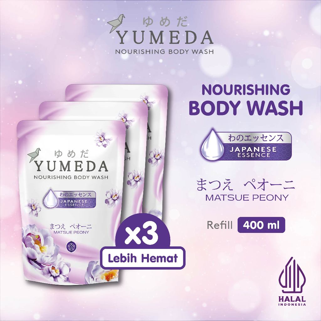 Jual YUMEDA Nourishing Body Wash Matsue Peony Pouch 400mL (3 pcs ...