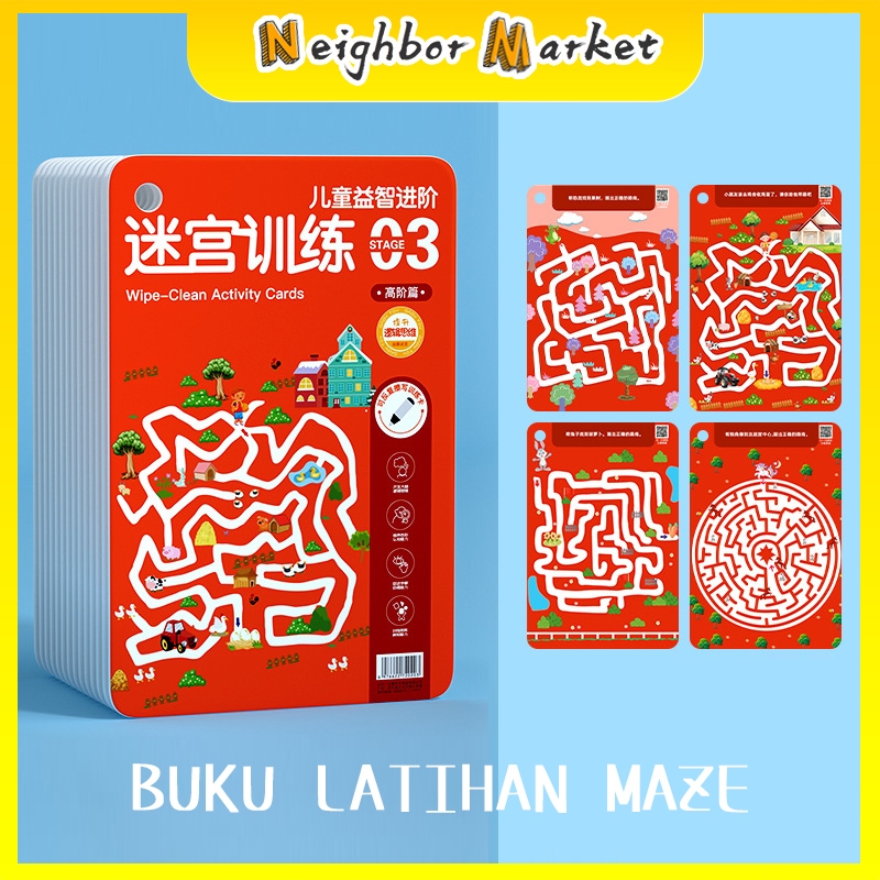 Jual Buku Aktivitas Anak Bermain Maze Labirin Wipe And Clean Dapat Di ...