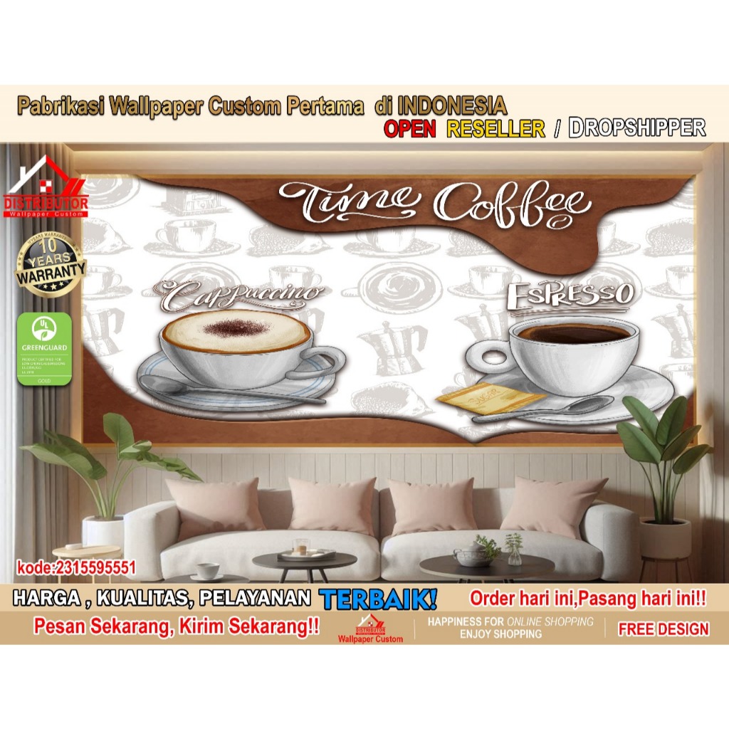 Jual Wallpaper Dinding Custom 3D Tema Coffee | Coffee Shop | Cafe ...