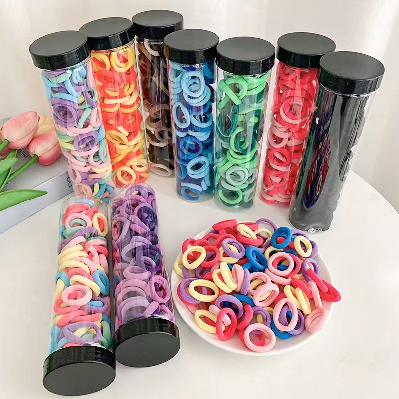 Jual 115PCS Ikat Rambut Donat Mini Botol Warna Warni Karet Rambut Donat ...