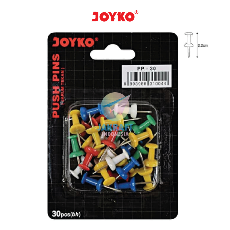 Jual (30 Pcs) Push Pin JOYKO PP-30 Jarum Mading Warna Warni Paku Payung ...