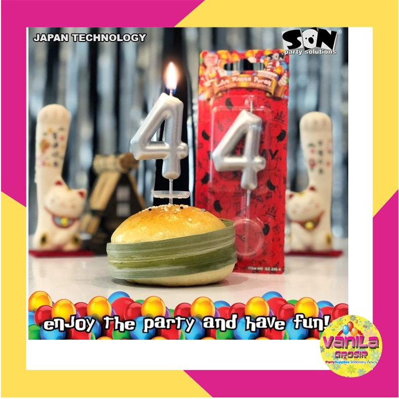 Jual (1Pcs) Lilin Angka Silver (SON), lilin ulang tahun, lilin angka ...