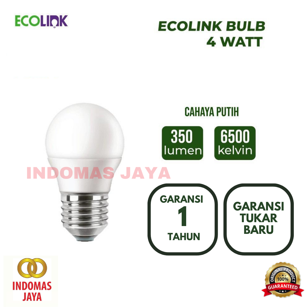 Jual Lampu LED Mini Ecolink Bohlam Bulb 4 Watt Putih (4W 4W 4Watt ...