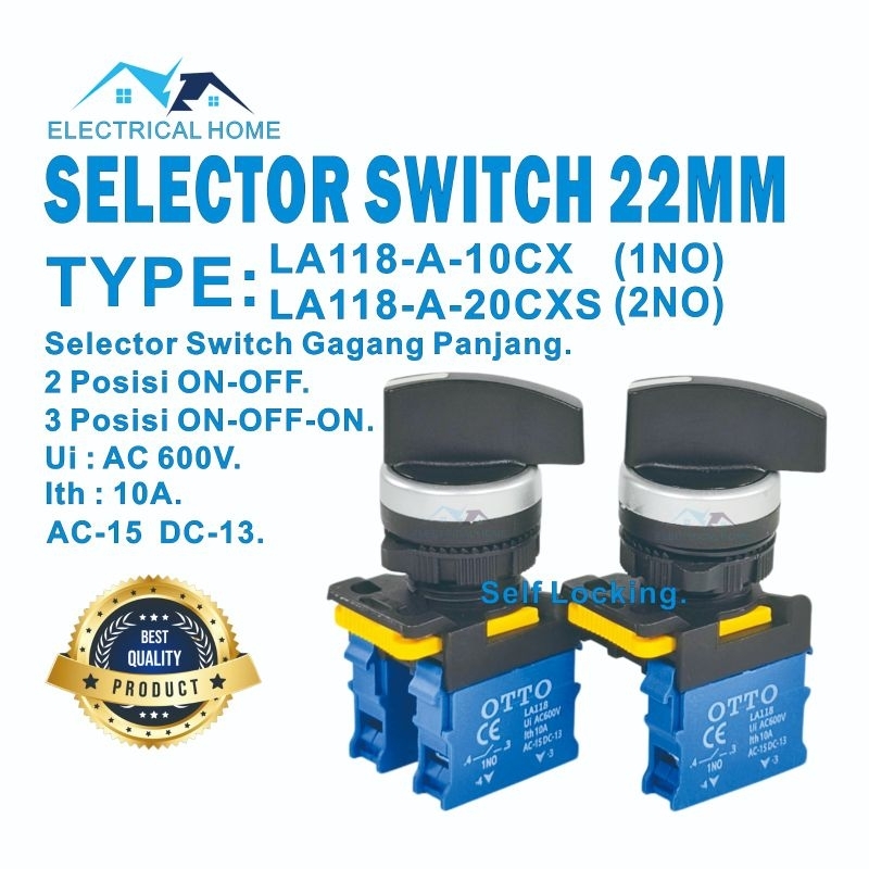 Jual SELECTOR SWITCH GAGANG PANJANG (STAY PUT) 2 ATAU 3 POSISI 22MM ...