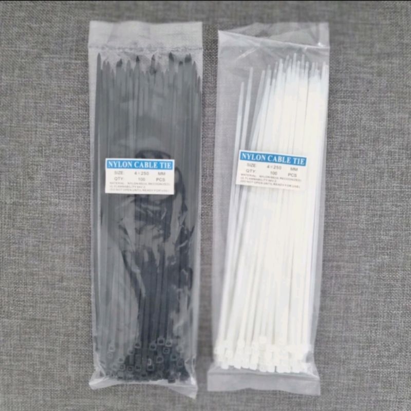 Jual Nylon Cable Tie Ukuran: 4 x 250 mm Warna Hitam / Putih | Shopee ...