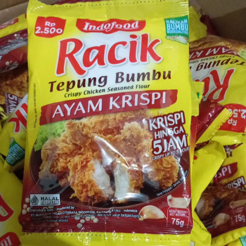 Jual INDOFOOD RACIK TEPUNG BUMBU AYAM KRISPI 75 GR sachet 1'S | Shopee ...