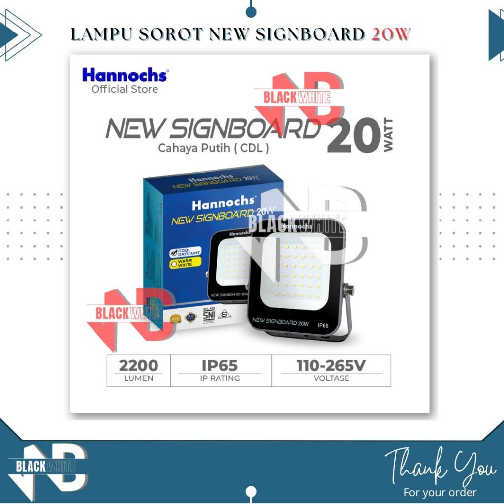 Jual Hannochs New Signboard 20W Lampu Sorot LED Flood Light Cahaya ...