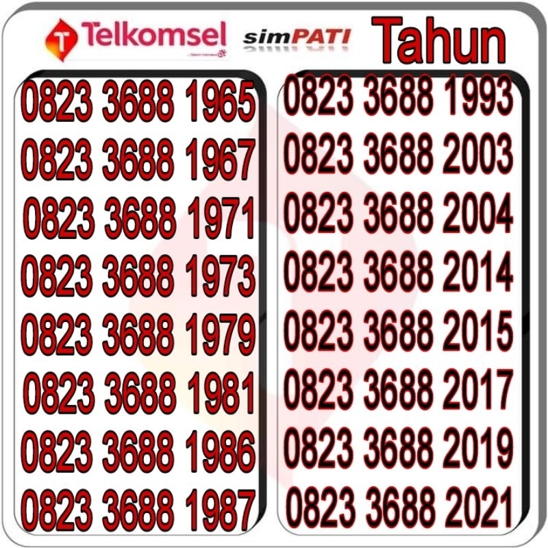 Jual NOMOR CANTIK TELKOMSEL seri TAHUN | Shopee Indonesia