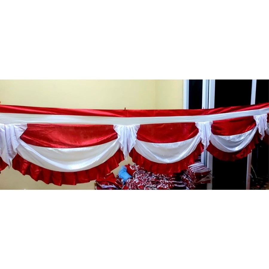 Jual Bendera Merah Putih Backdrop Rumbai Indonesia 5 Meter 5 Gelombang ...
