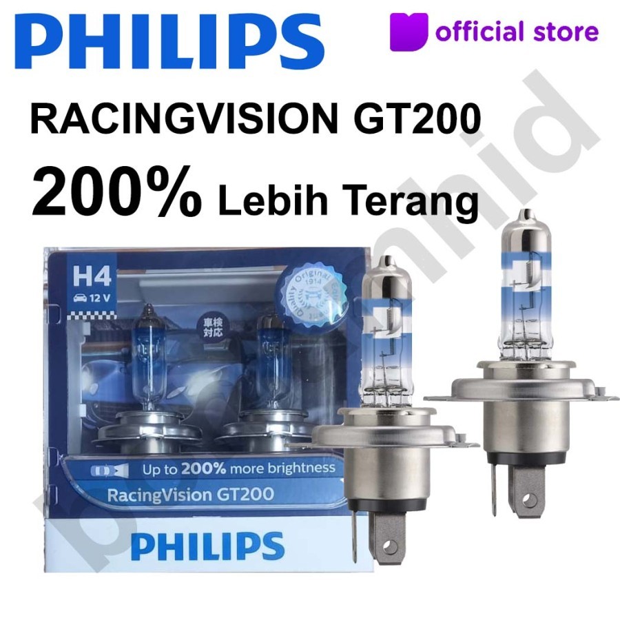 Jual L-Lampu Mobil H4 Philips RacingVision GT200 Racing Vision Made in ...