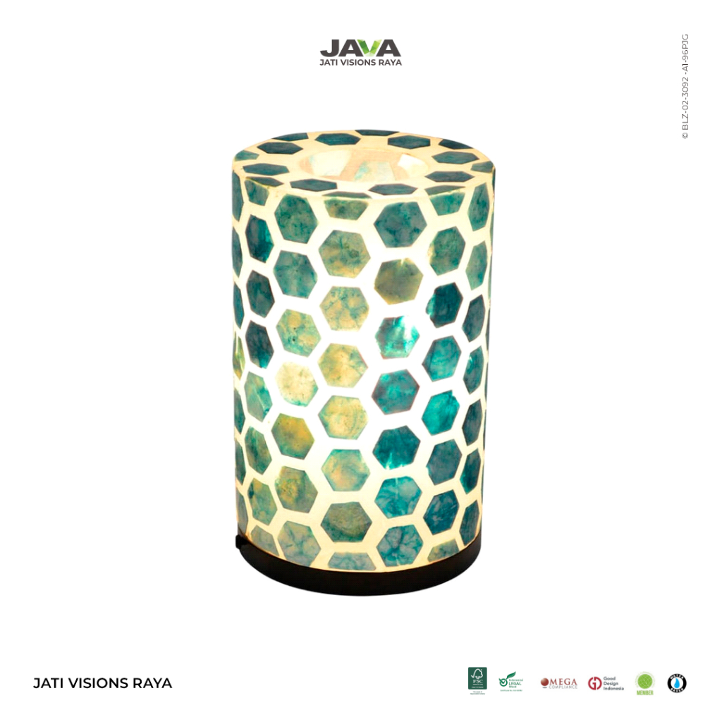 Jual JAVA Lovato Round Table Lamp With Capiz Six Side Sky Blue | Shopee ...