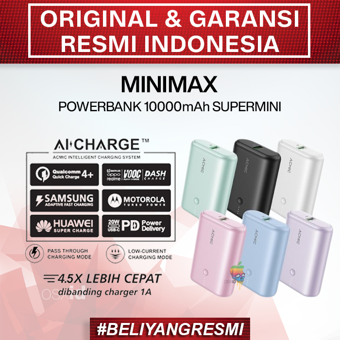 Jual ACMIC MINIMAX 10000mAh Powerbank Mini 22.5W Fast Charging Type C | Shopee Indonesia