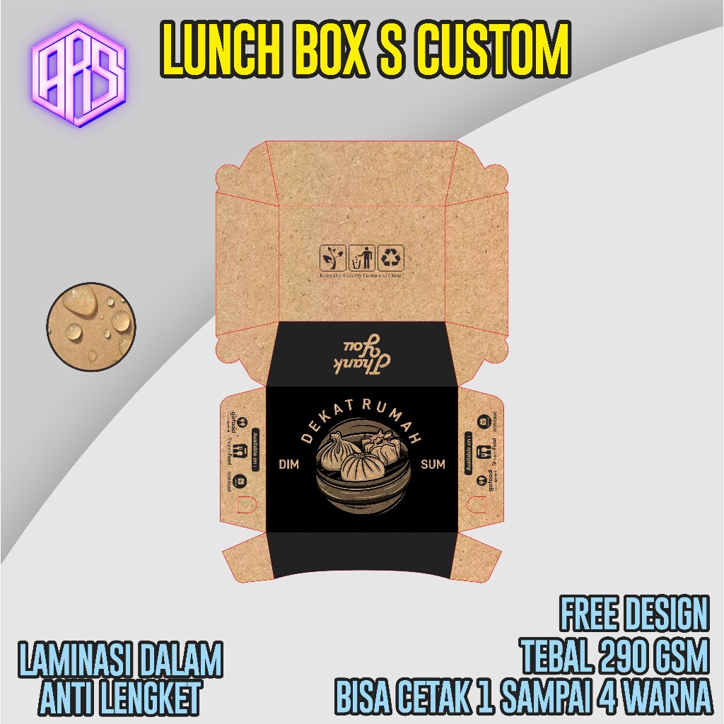 Jual Lunch Box Custom Size S Cetak Print Logo Merek Box Makanan ...