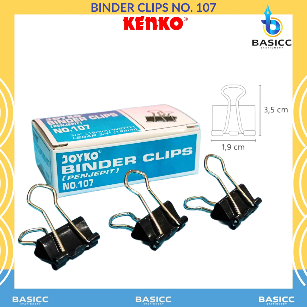 Jual Kenko Binder Clip 19 mm Klip Penjepit Kertas No.107 | @1Box=12Pcs ...