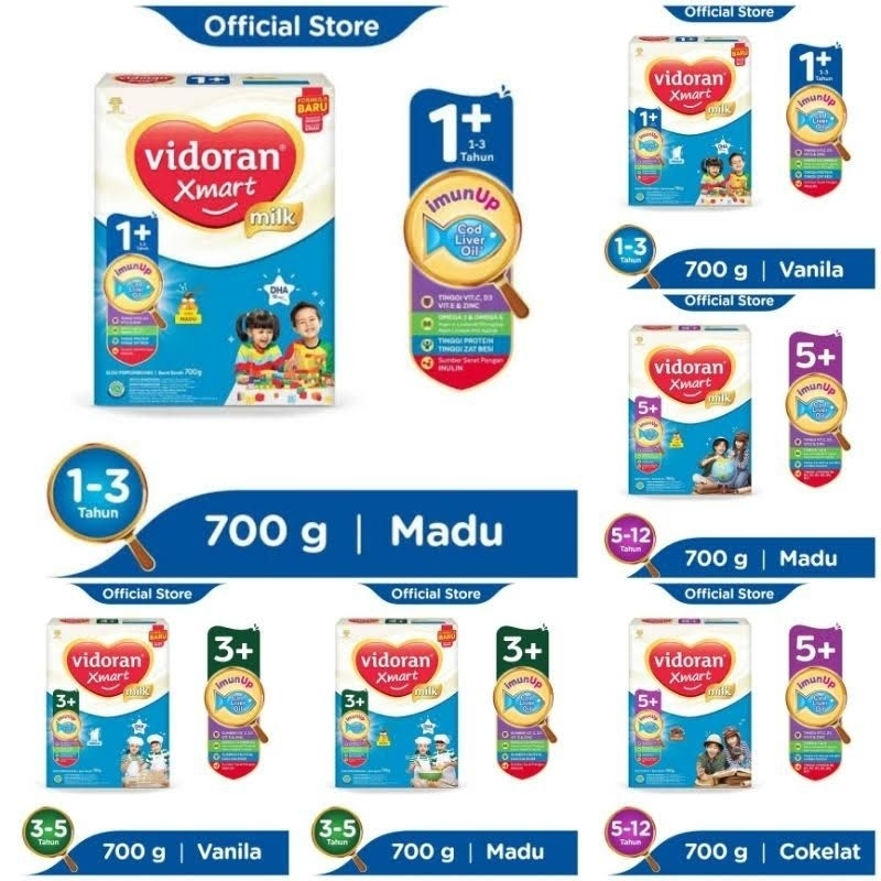 Jual VIDORAN XMART 1+ 3+ 5+ SUSU PERTUMBUHAN ANAK RASA MADU VANILA ...