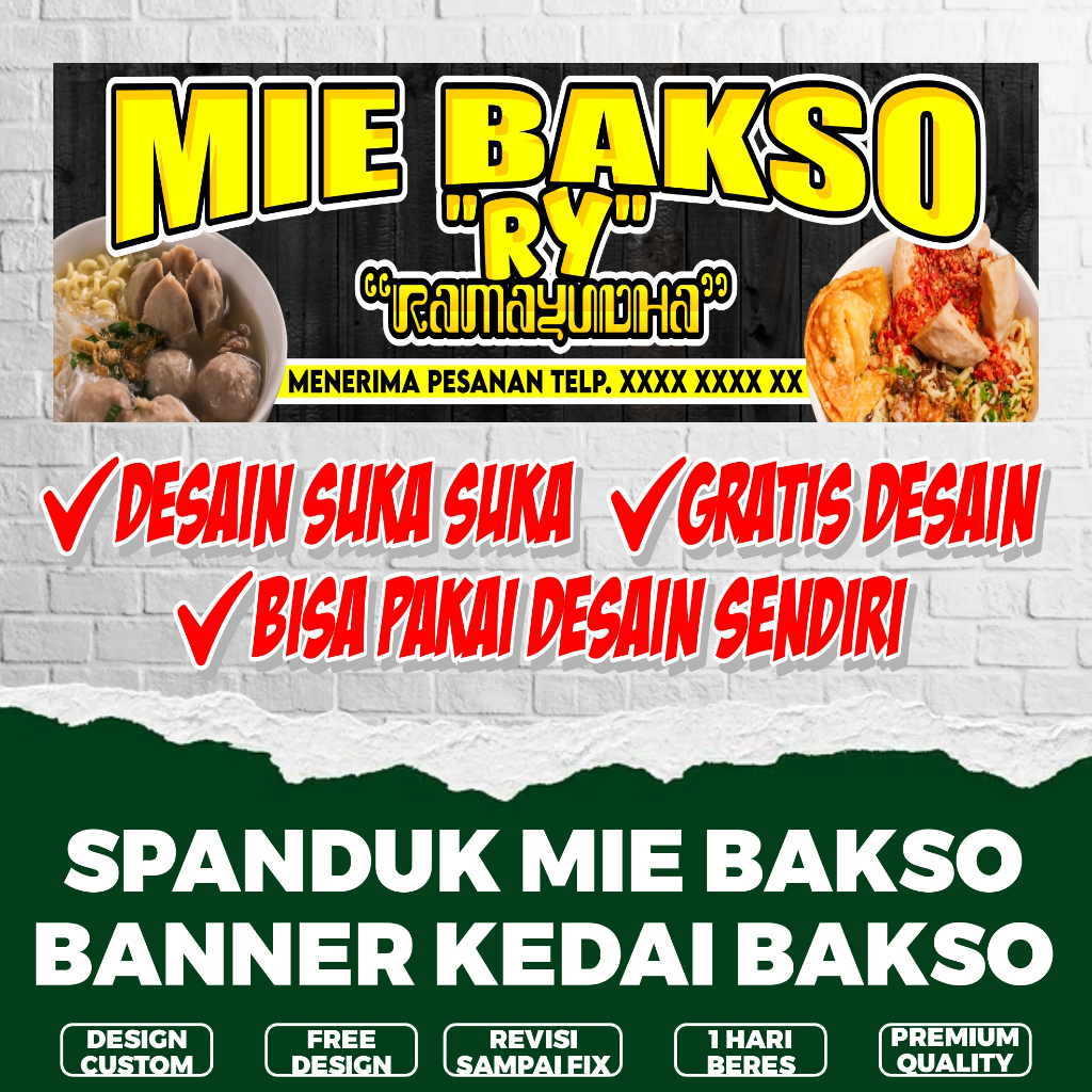 Jual BANNER SPANDUK BAKSO / SPANDUK JUALAN BAKSO / BISA PAKAI DESAIN ...