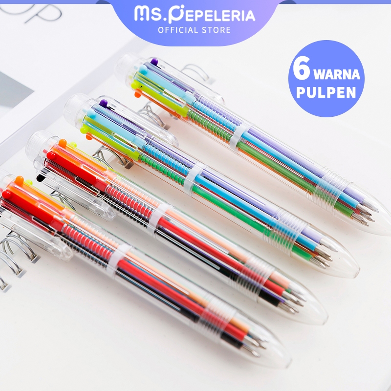Jual pulpen 6 warna/ 6 Color in 1 Ballpoint Pen/Ballpoint Perlengkapan ...