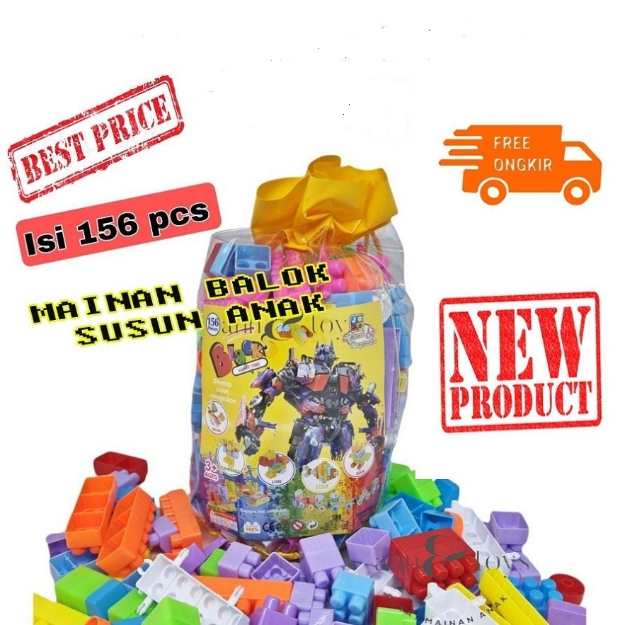 Jual BLOCKs 156 pc Mainan Block Balok Blok Medium Mr Block Anak Balita ...