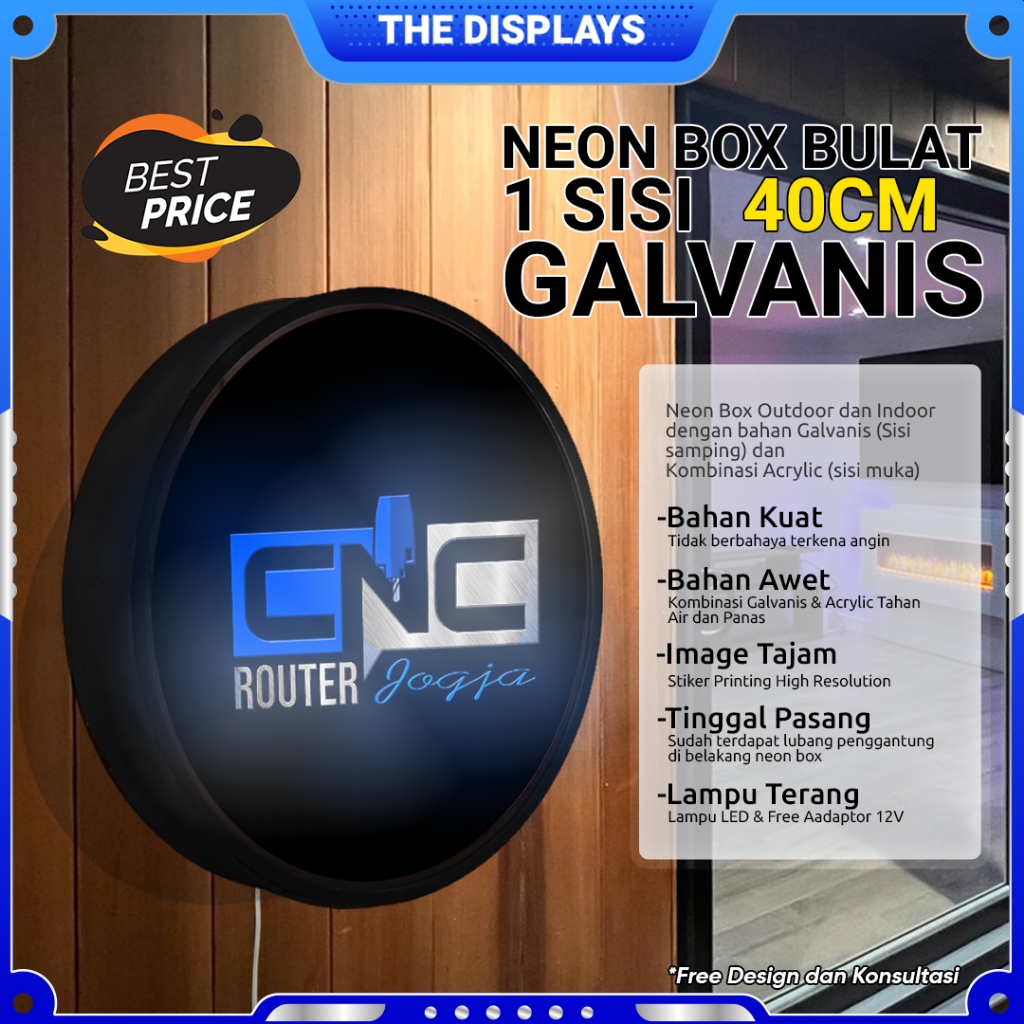 Jual Neon Box Bulat 40cm 1 Sisi Galvanis | Shopee Indonesia