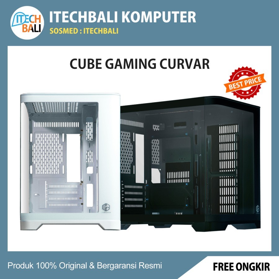 Jual Casing CUBE GAMING CURVAR WHITE -BLACK mATX Gaming Case - Front ...