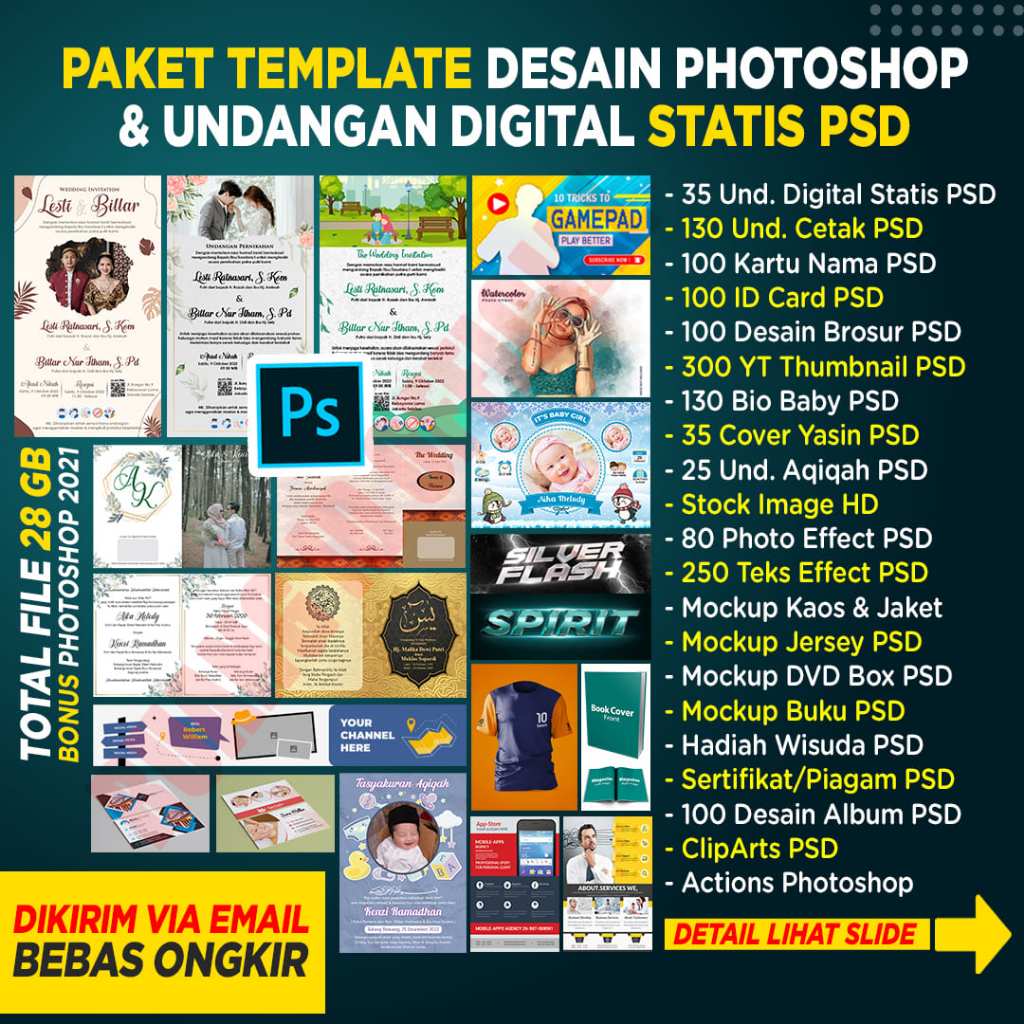 Jual Paket Template Desain Photoshop Undangan Digital Statis Rustic ...