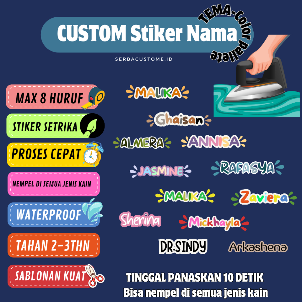 Jual Sticker Label nama Setrika / pallete color / stiker untuk semua ...