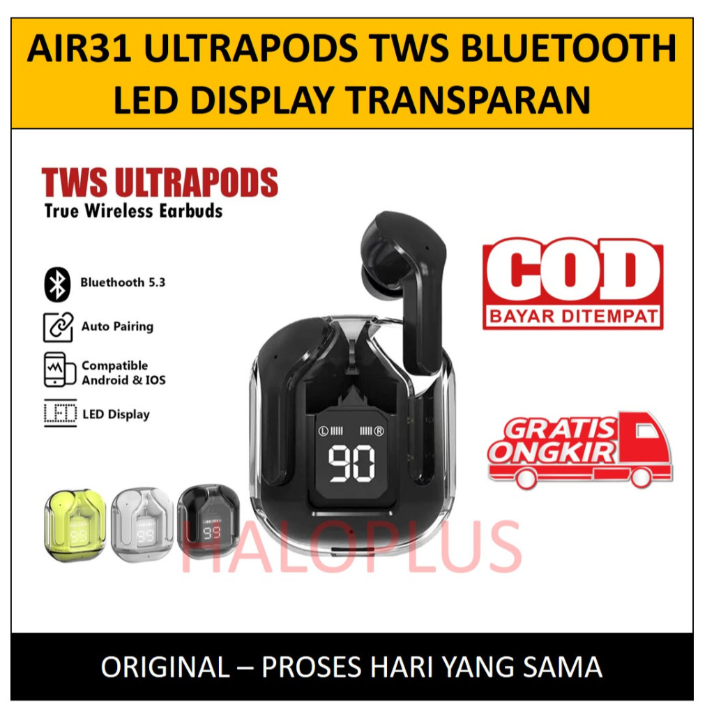 Jual Air31 TWS Headset Bluetooth TWS Air31 Ultrapods A31 Wireless LED ...