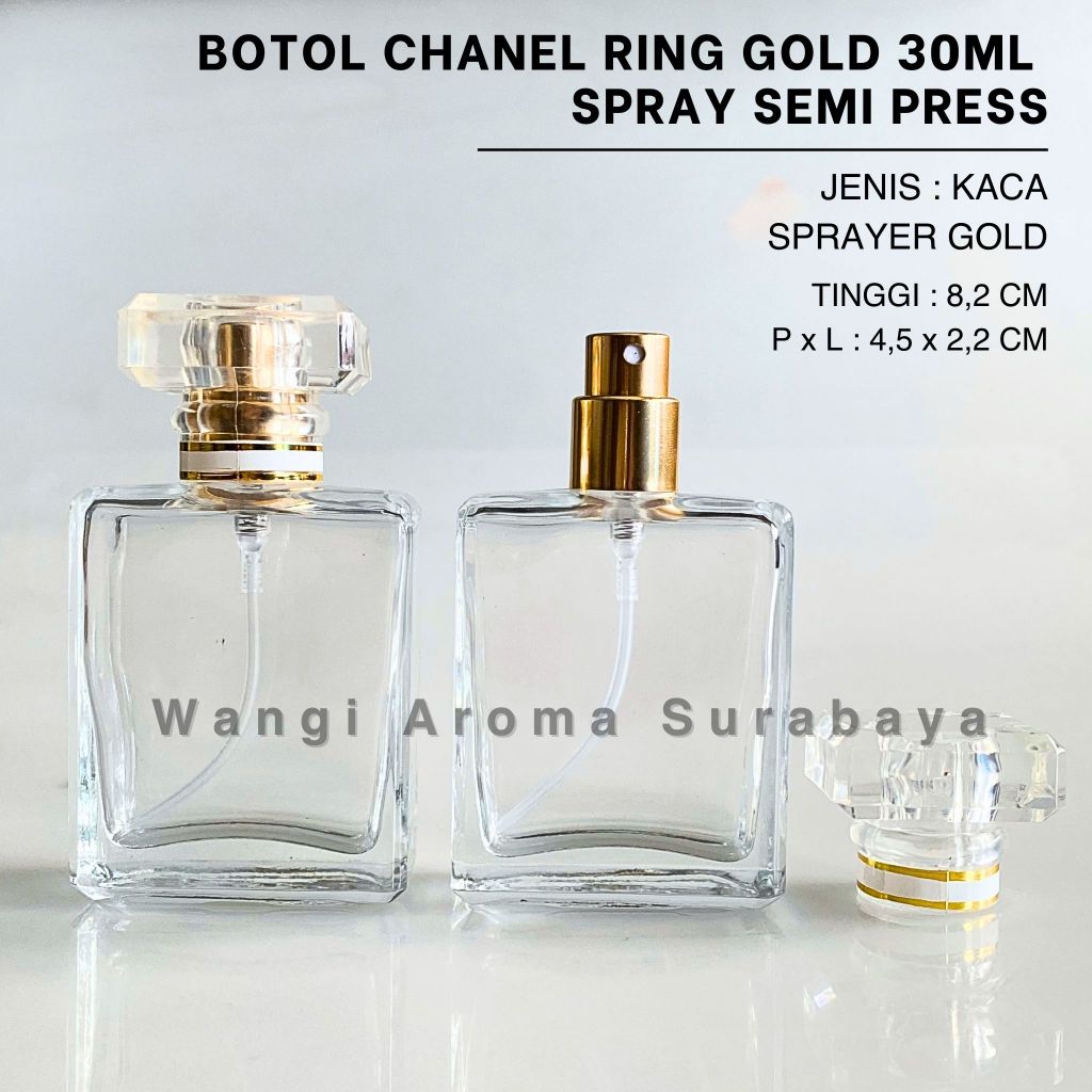 Jual Botol Parfum Chanel 30ML Ring Gold Semi Press - Botol Chanel Semi Press 30ML - Botol Parfum ...