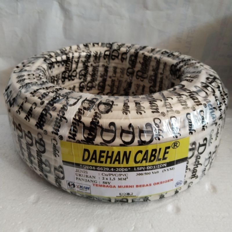 Jual Kabel Listrik Daehan Cable 2x1.5mm ( 1 Roll) 50Y NYM Tembaga Asli ...