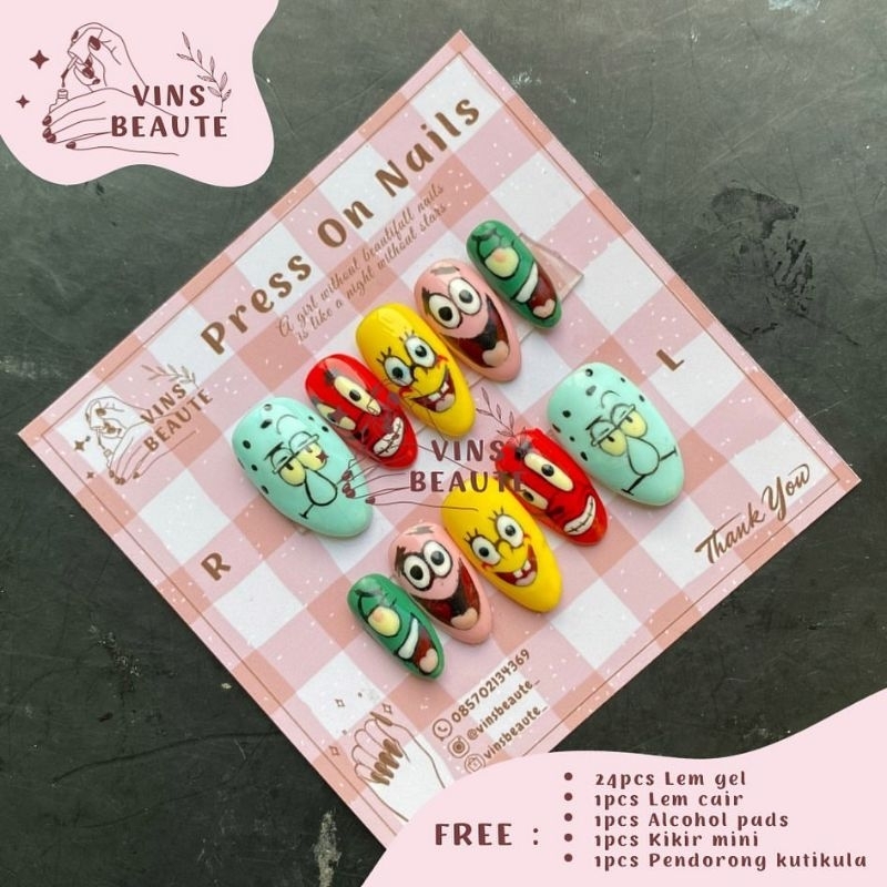 Jual PRESS ON NAILS SPONGEBOB BIKINI BOTTOM SERIES | KUKU PALSU ...