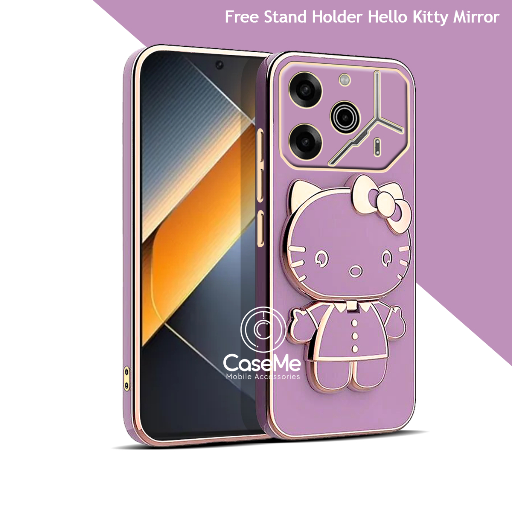 Jual Soft Case Tecno Pova 6,6 Pro Case Stand Holder Mirror Silicone ...