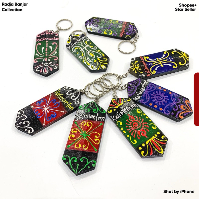 Jual Gantungan Kunci Tameng Dayak Kalimantan lukis Hitam | keychain ...