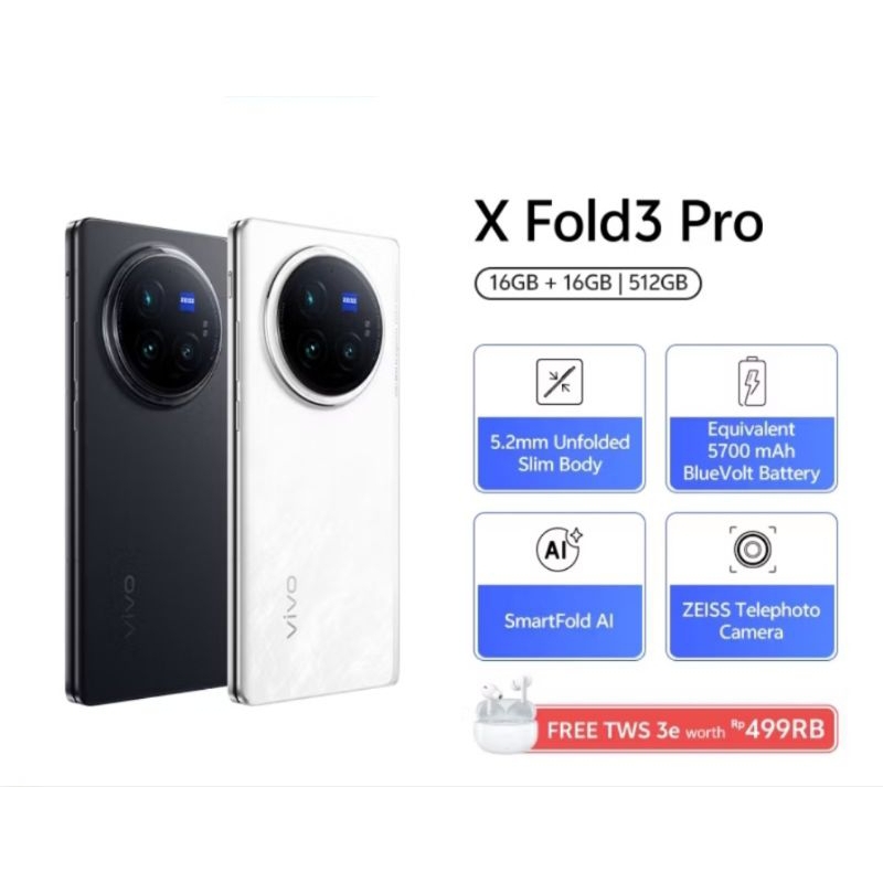 Jual VIVO FOLD X3 PRO 5G 16/512 || Snapdragon 8 Gen 3 || ZEISS kamera Garansi Resmi | Shopee ...