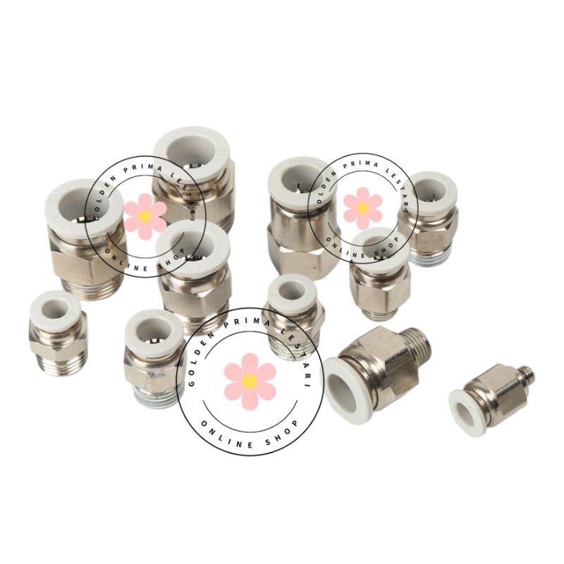 Jual Fitting Pneumatic Selang PC/ Fitting Slip Lock Drat Male Selang PU ...