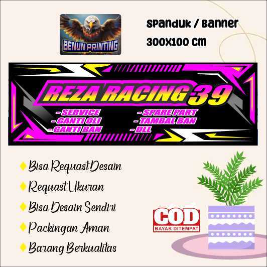 Jual SPANDUK BANNER BENGKEL MOTOR RACING 300X100 CM BISA REQUEST DESAIN ...