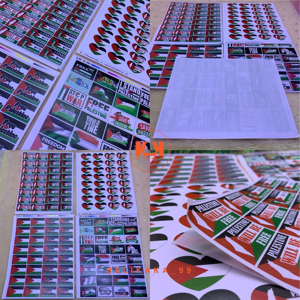 Jual (1 LEMBAR ISI 32 PCS) STICKER PIPI MOTIF PALESTINE / STIKER WAJAH ...