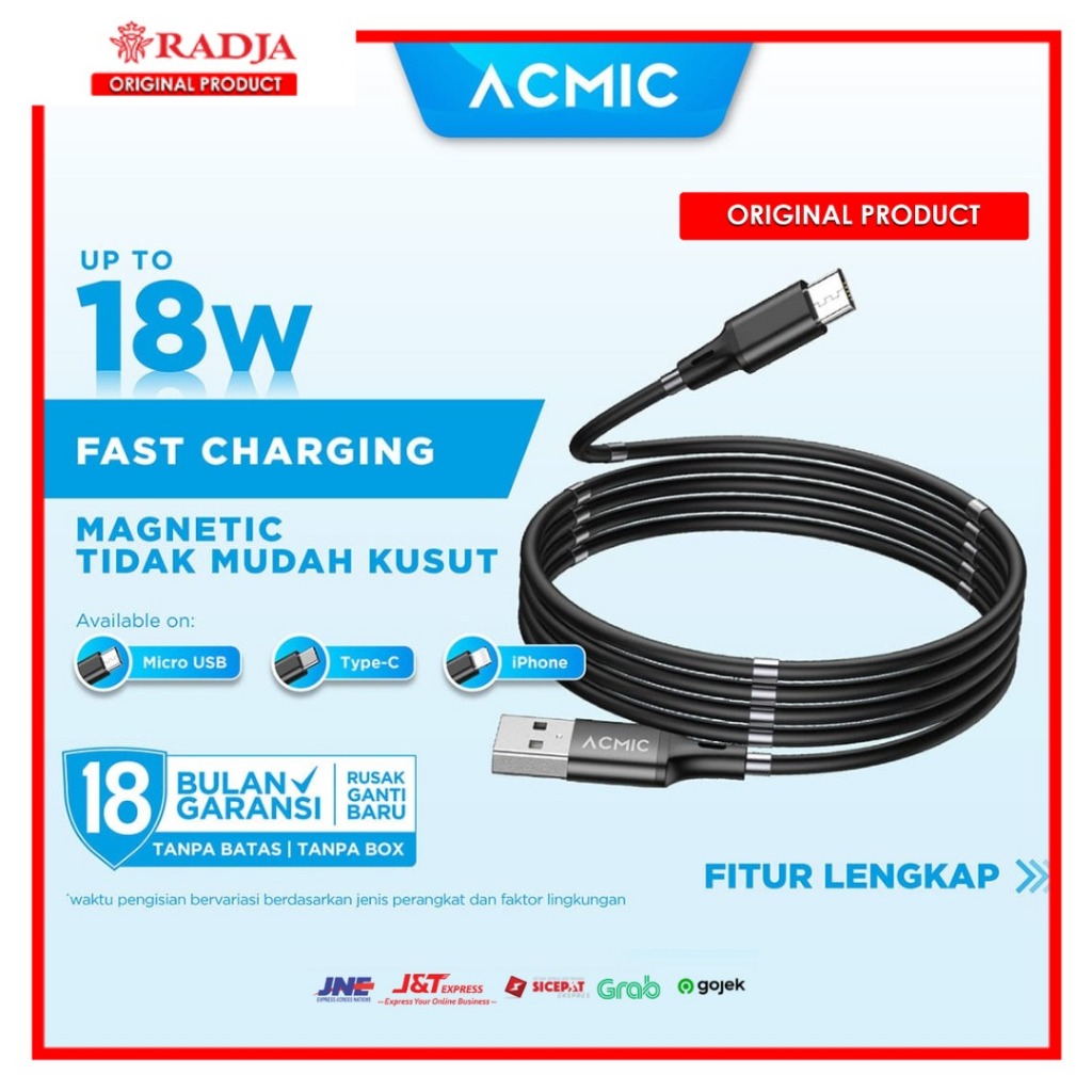 Jual Acmic Magline M100 Magnetic Kabel Data Charger Fast Charging ...